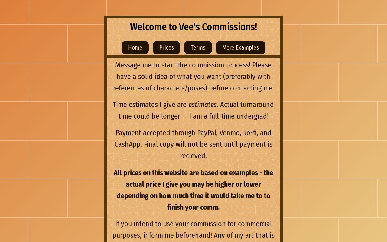 vee's commission sheet